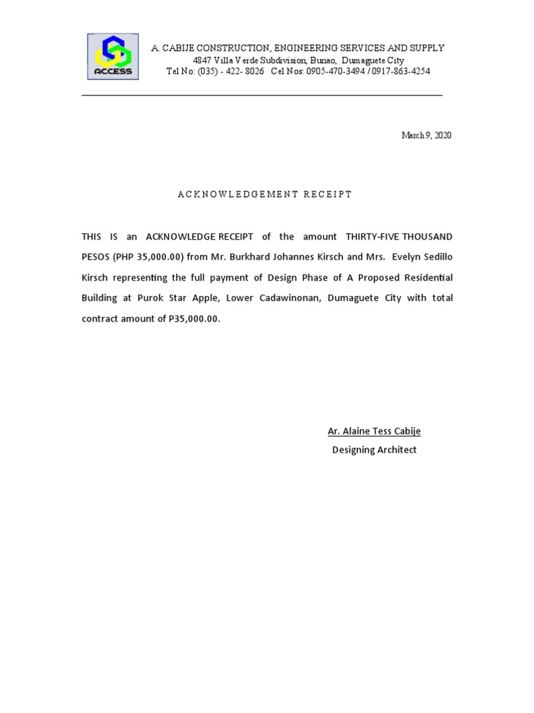 Acknowledgement Receipt | PDF