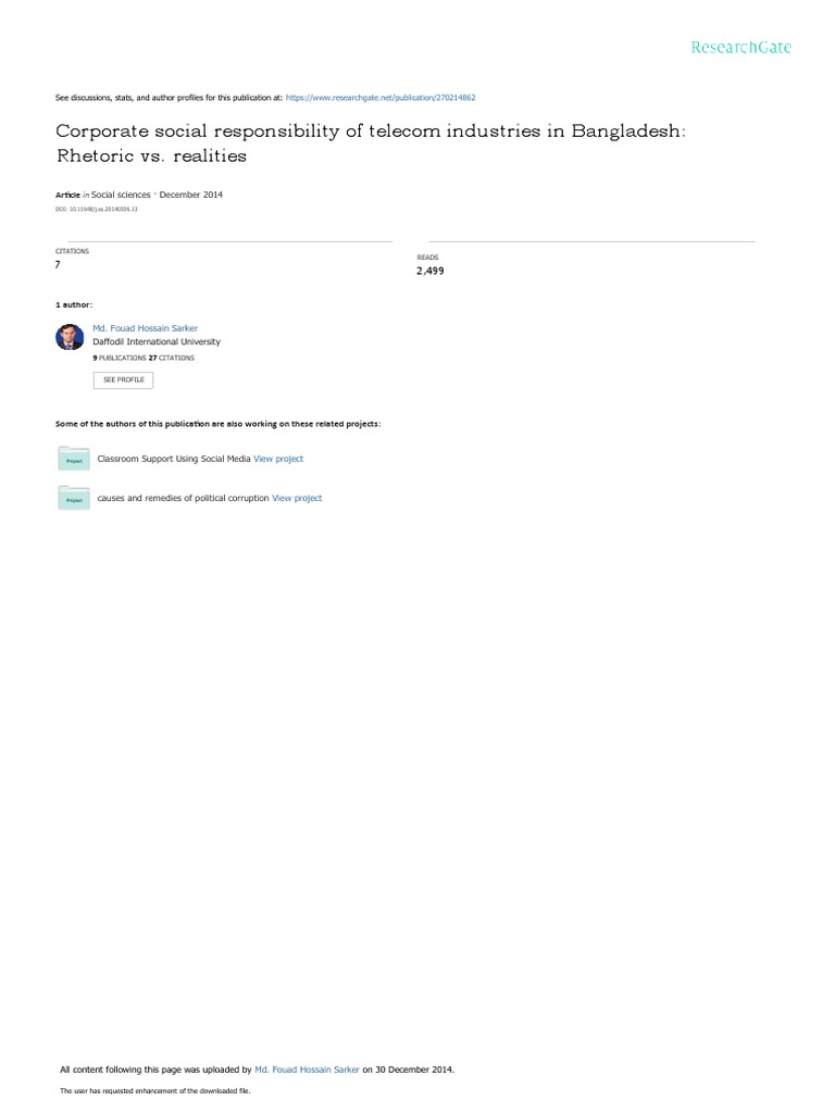 Bangladesh Telecom CSR Reality | PDF | Corporate Social Responsibility ...