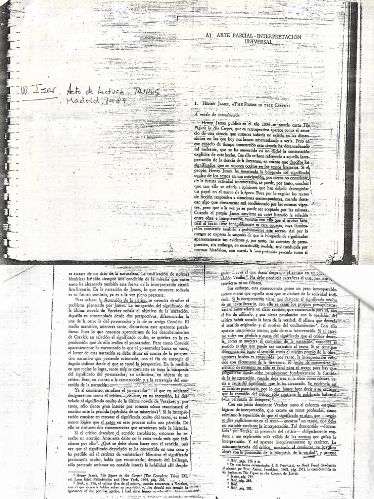 H. James The Figure in The Carpet, W. Iser | PDF