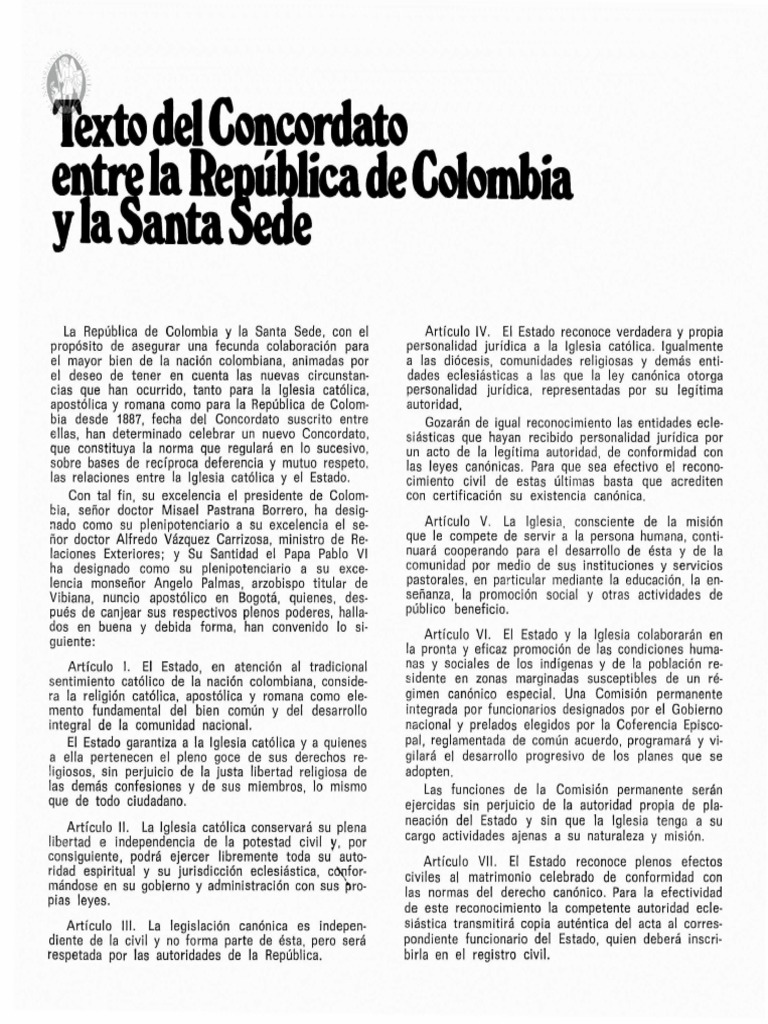 Concordato 1973 | PDF | Santa Sede | Iglesia Católica