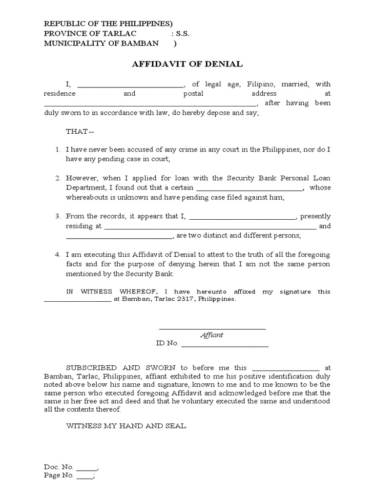 Affidavit of Denial | PDF