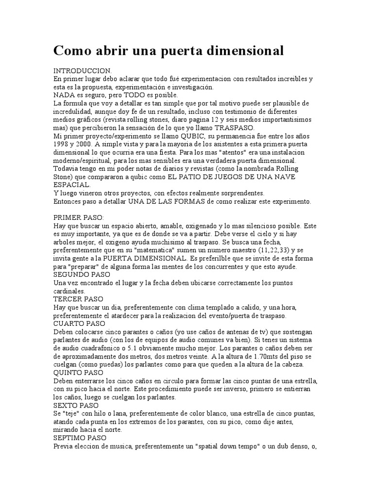 Como Abrir Una Puerta Dimensional | PDF | Naturaleza