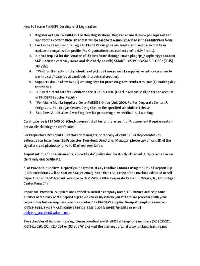 Securing Your PhilGEPS Registration Certificate | PDF | Business