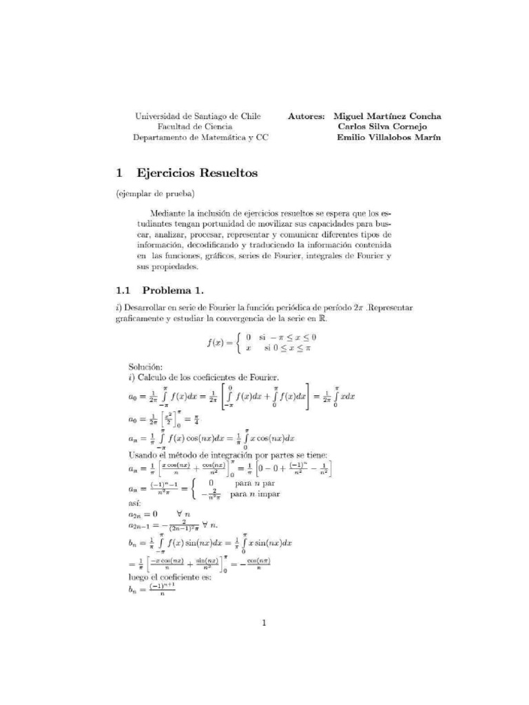 PDF Ejercicios Resueltos Series de Fourier - Compress | PDF