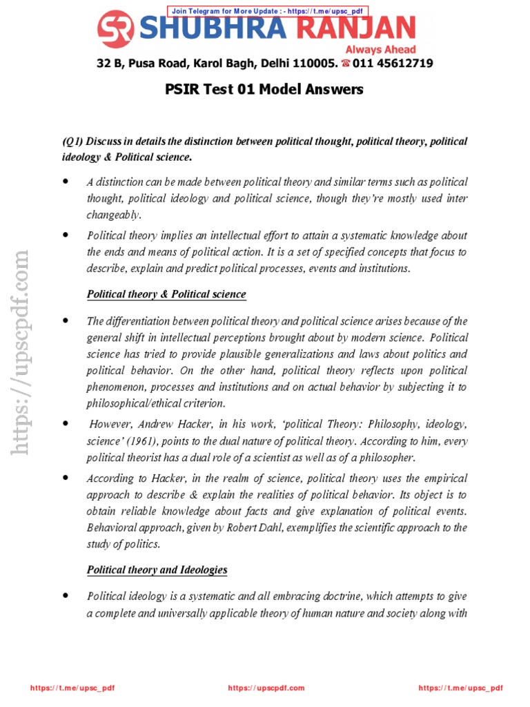 Subhra Ranjan Political Science & International Relations - 2020 Test ...