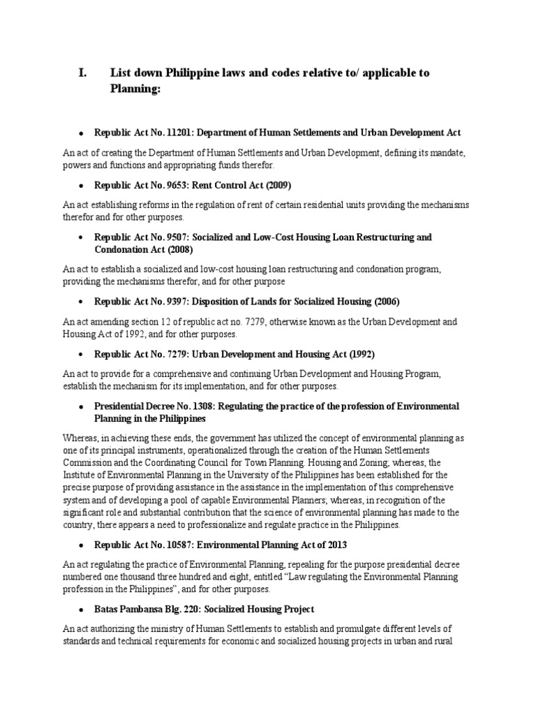Philippine Laws and Codes PLANNING 3 | PDF | Local Government | Urban ...