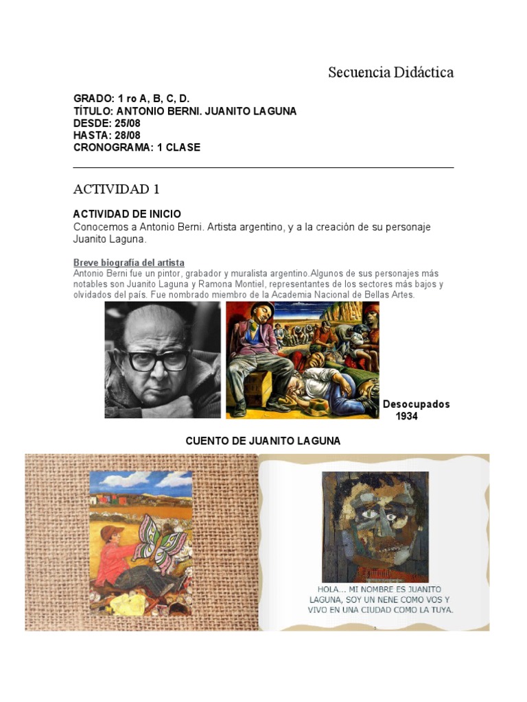 Secuencia Didáctica ANTONIO BERNI | PDF
