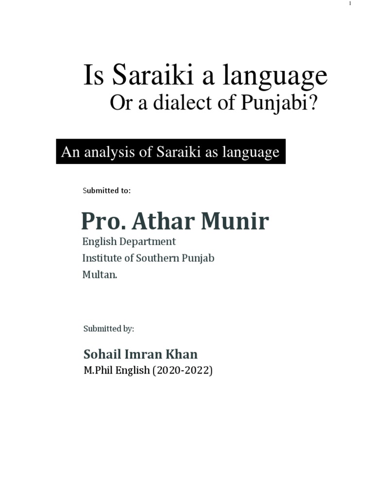 Saraiki: Language or Punjabi Dialect? | PDF | Languages Of Asia ...