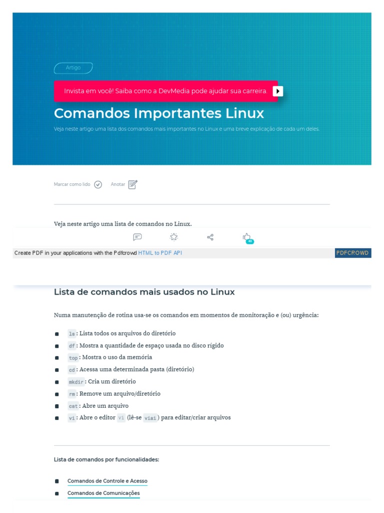 Comandos Importantes Do Linux | PDF | Shell (informática) | Linux