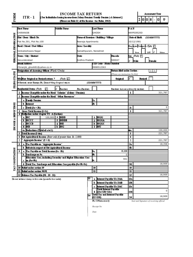 ITR 1 (By Naseer File Your Salary Return by Using My ITR 1) | Download ...