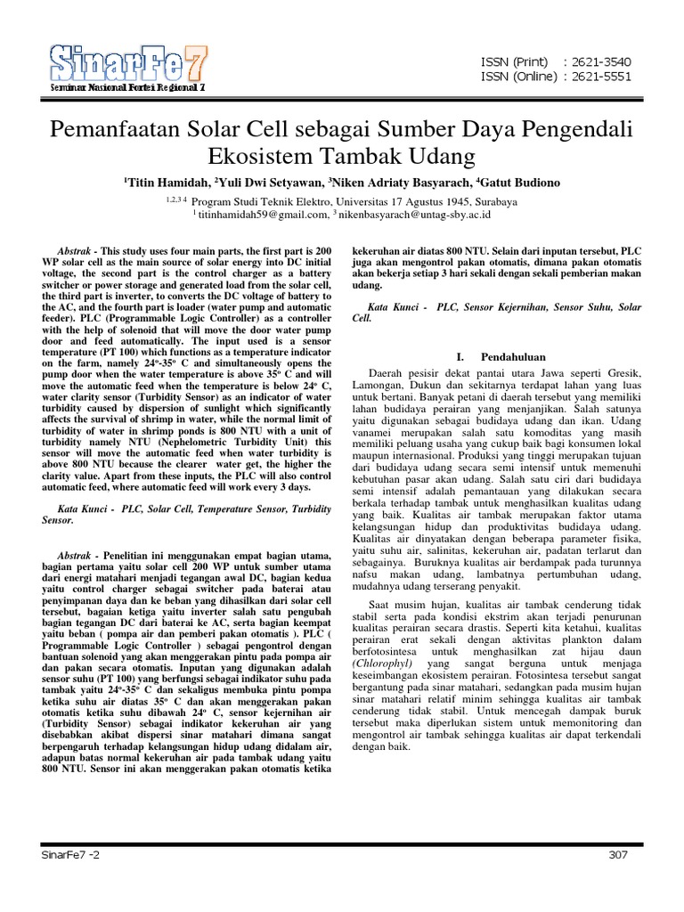 Pemanfaatan Solar Cell untuk Kontrol Tambak | PDF