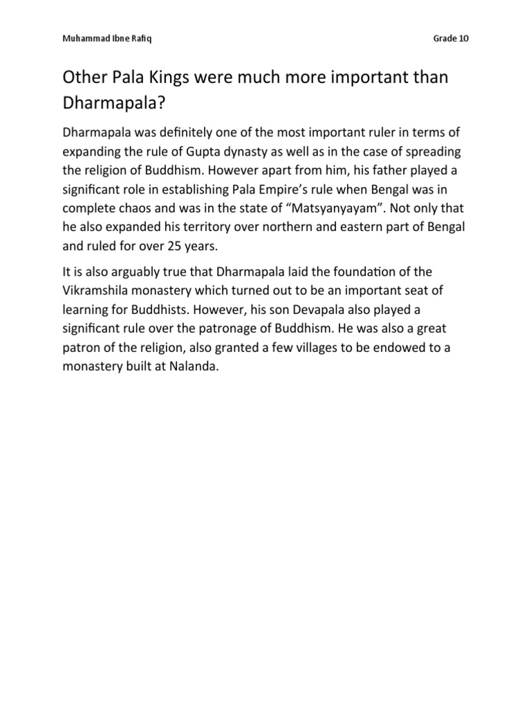 Other Pala Kings Were Much More Important Than Dharmapala?: Muhammad ...
