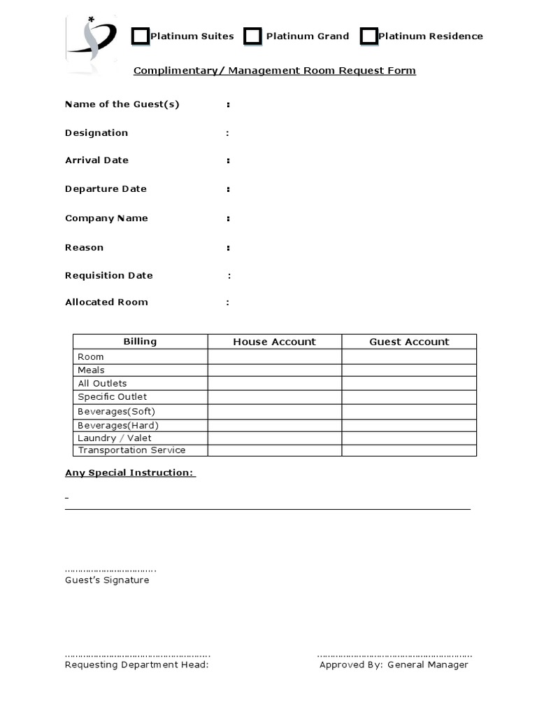 Complimentary Room Request Form | PDF