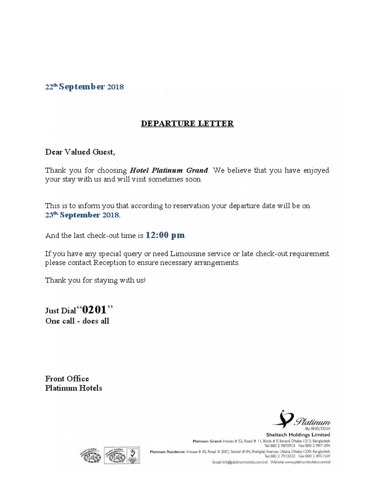 Departure Letter | PDF