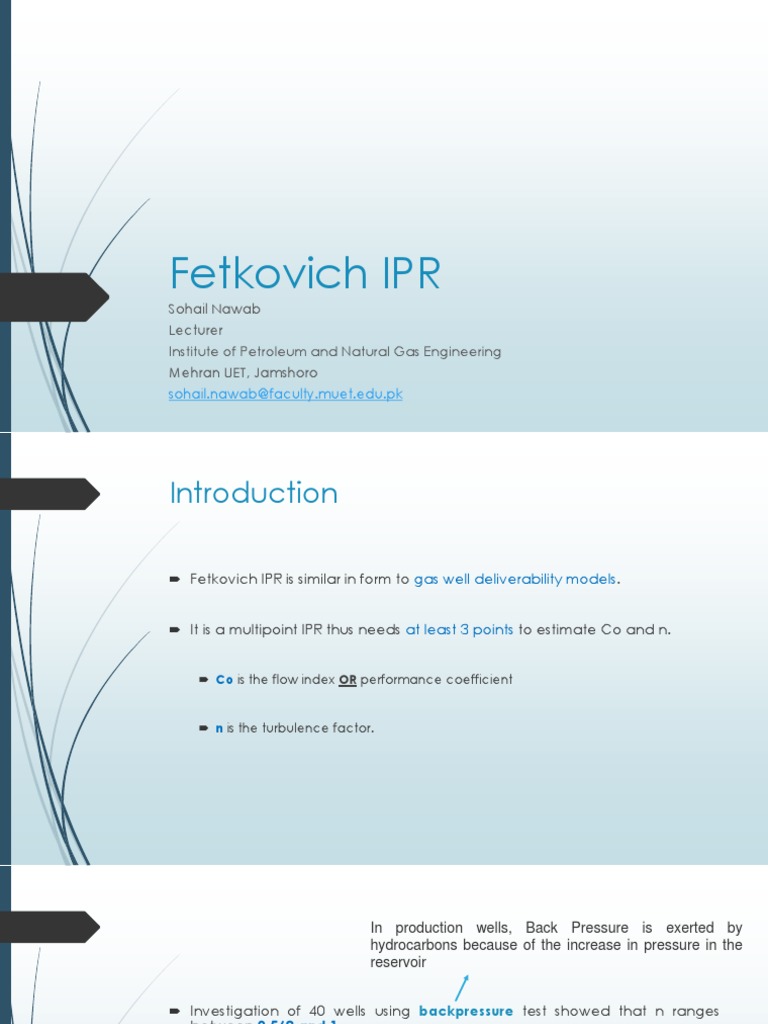 11.fetkovich IPR PDF | PDF | Fluid Dynamics | Permeability (Earth Sciences)