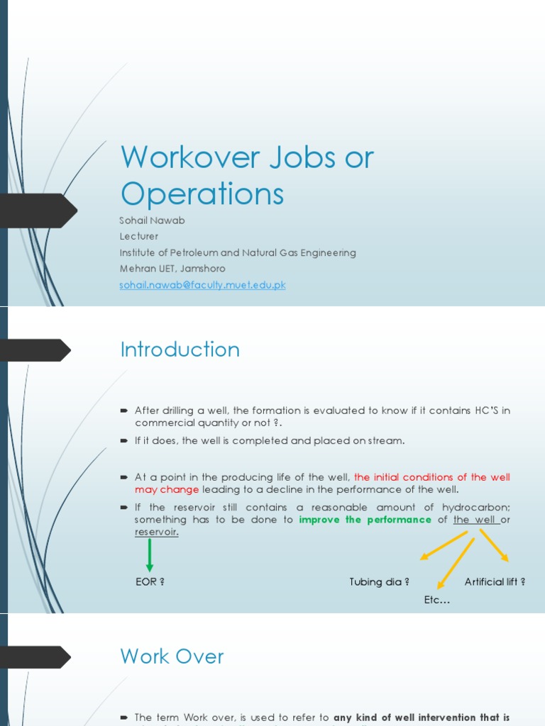 12.workover Operations PDF | PDF | Oil Well | Petroleum Reservoir