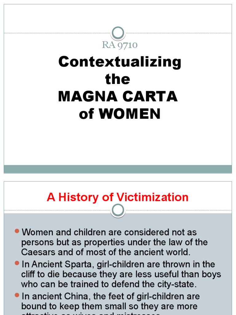 Explaining Contextualizing The MAGNA CARTA OF WOMEN | PDF | Women's Rights | Discrimination ...