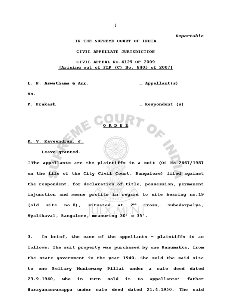 Justice Raveendran and Justice H.S. Bedi On Law of Adverse Possession ...