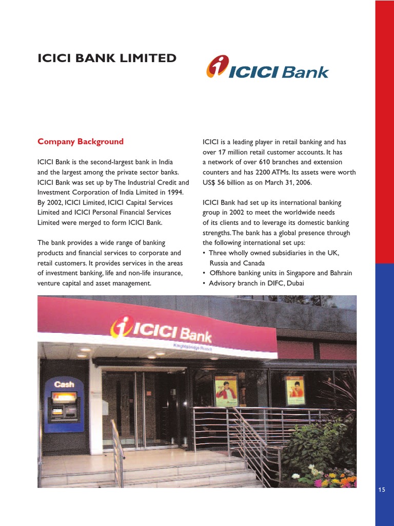Icici Bank Limited: Company Background | PDF | Banks | Banking