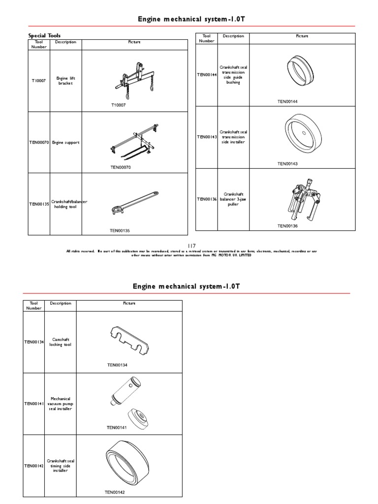 MG ZS Special Tools PDF | PDF | Brake | Fuel Injection