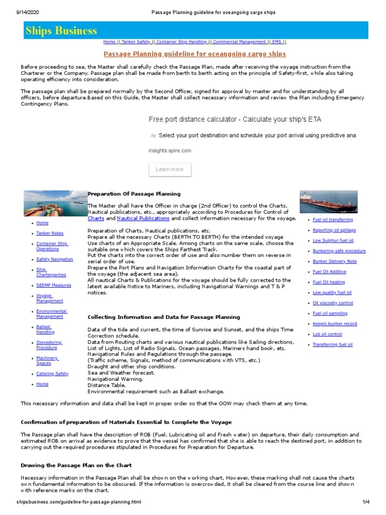 Passage Planning Guideline For Oceangoing Cargo Ships | PDF ...