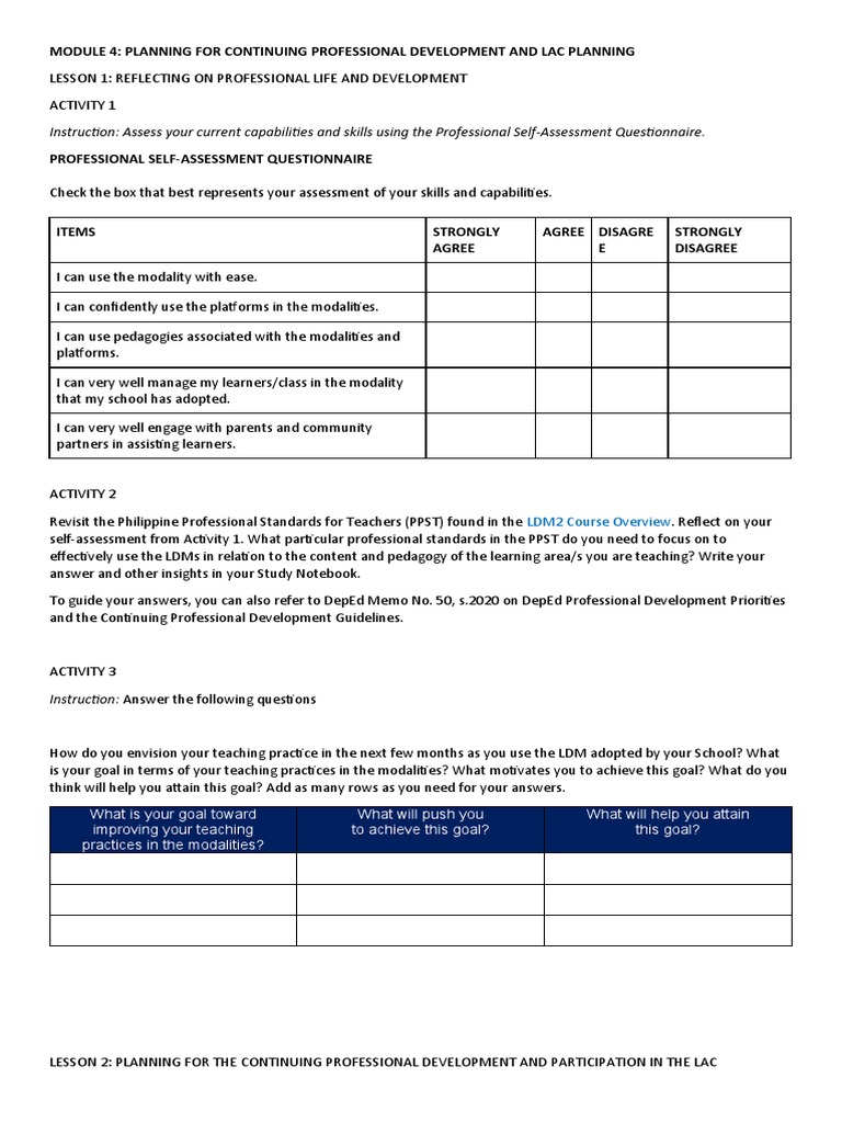 Instruction: Assess Your Current Capabilities and Skills Using The ...
