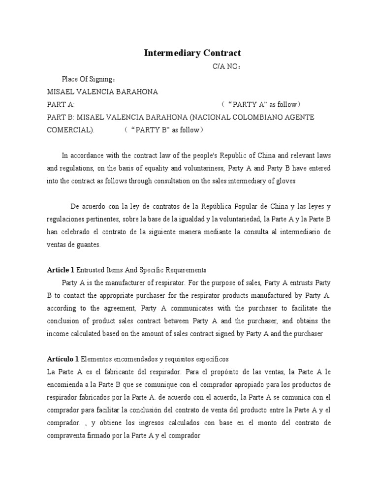 Intermediary Contract0622 | PDF | Civil Law (Legal System) | Virtue