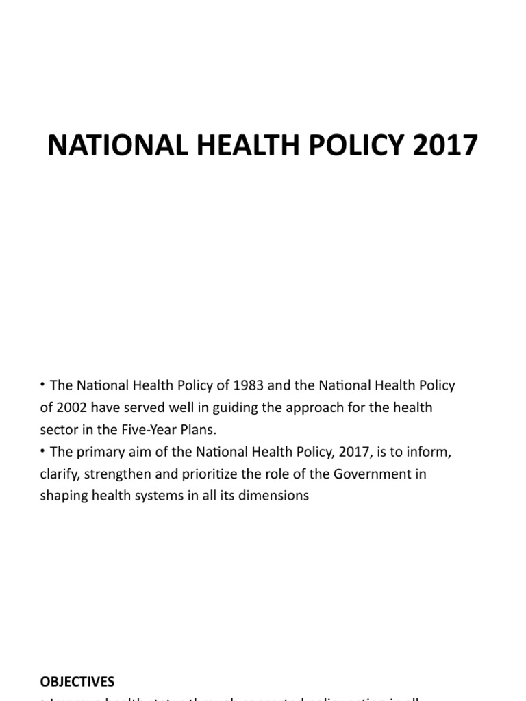 National Health Policy 2017 Objectives | PDF