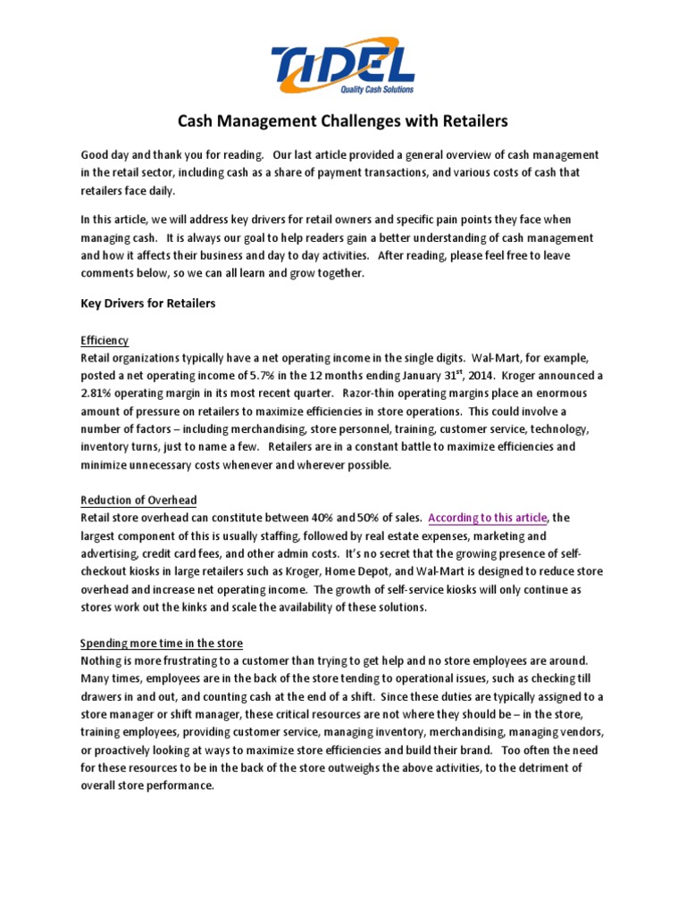 Cash Management Challenges With Retailers: Key Drivers For Retailers ...