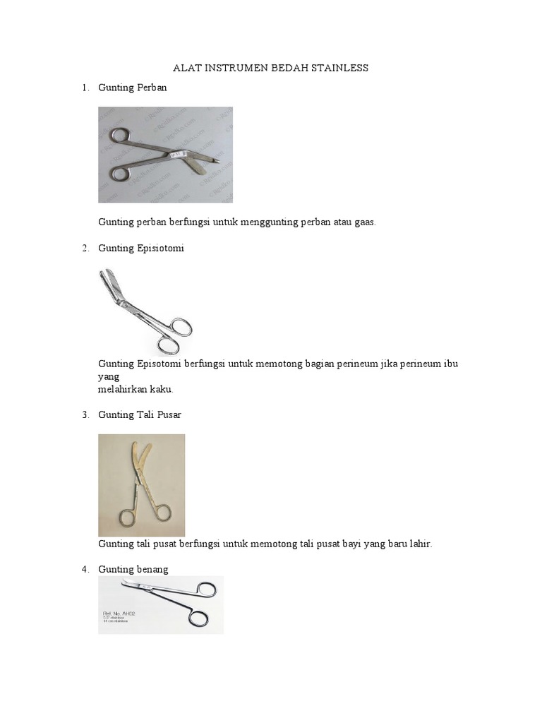 Alat Instrumen Bedah dan Fungsinya | PDF | Griya & Taman