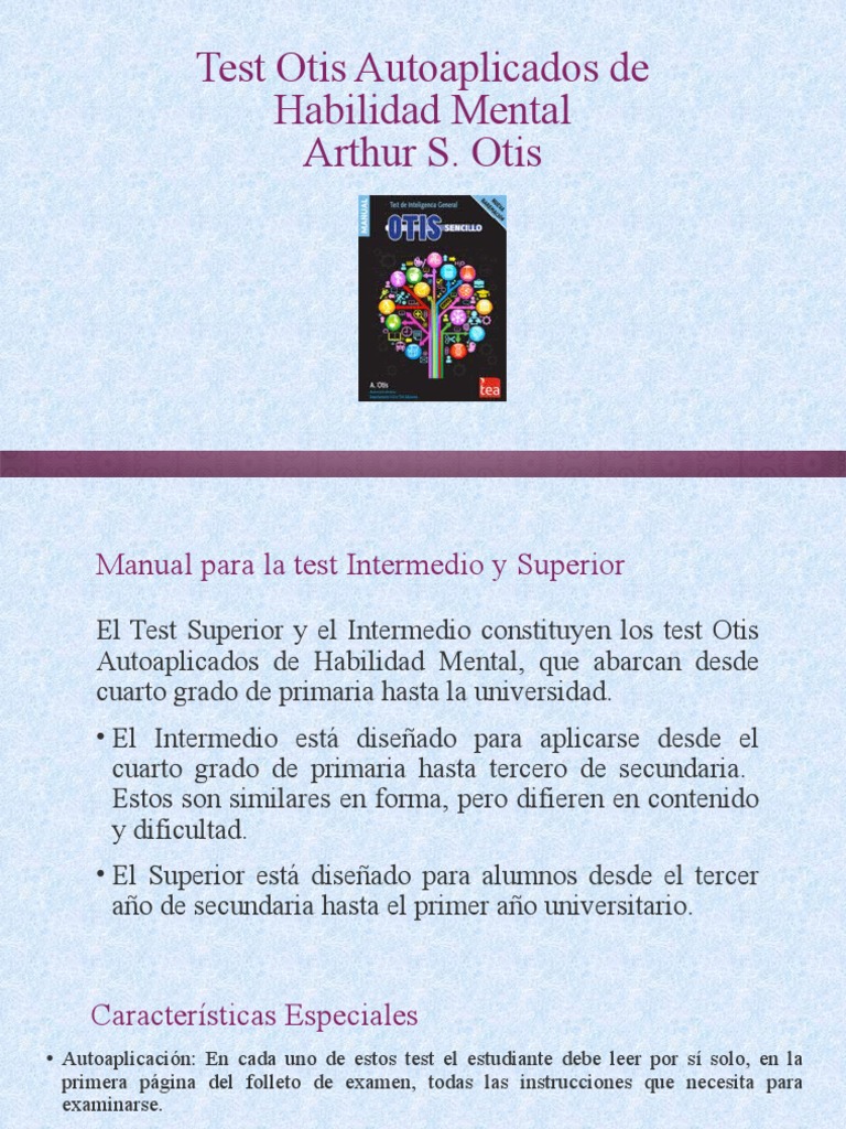 Test Otis: Manual de Aplicación y Calificación | PDF | Prueba ...