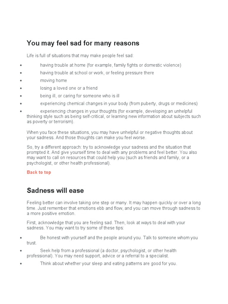 Understanding and Coping with Sadness | PDF | Feeling | Emotions