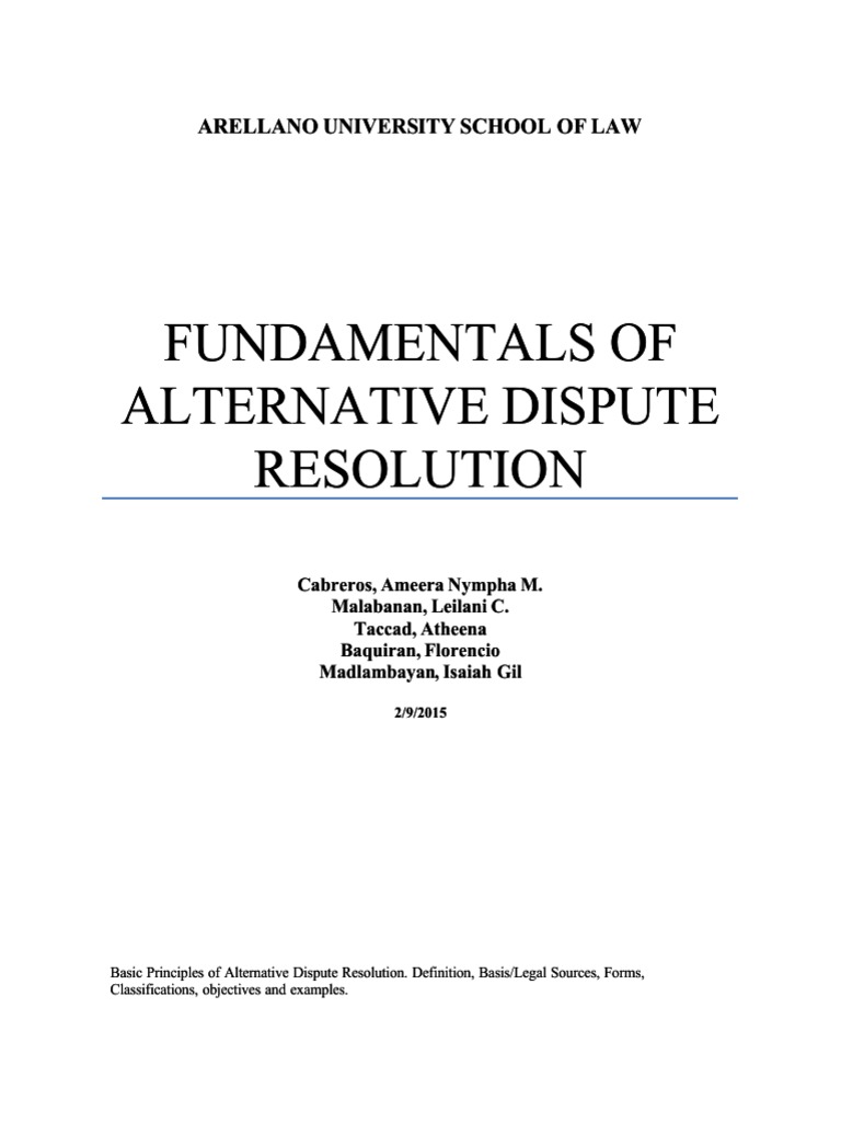 Fundamentals of Alternative Dispute Resolution: Basic Principles ...