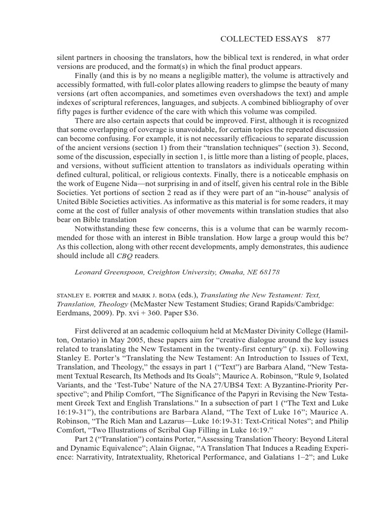 Catholic Biblical Quarterly | PDF | Bible | Translations