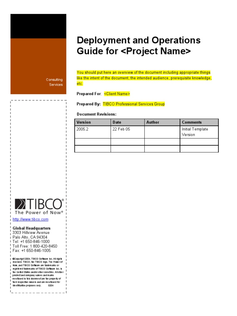 TIBCO PSG Deployment and Operations Guide Template | PDF | Port ...