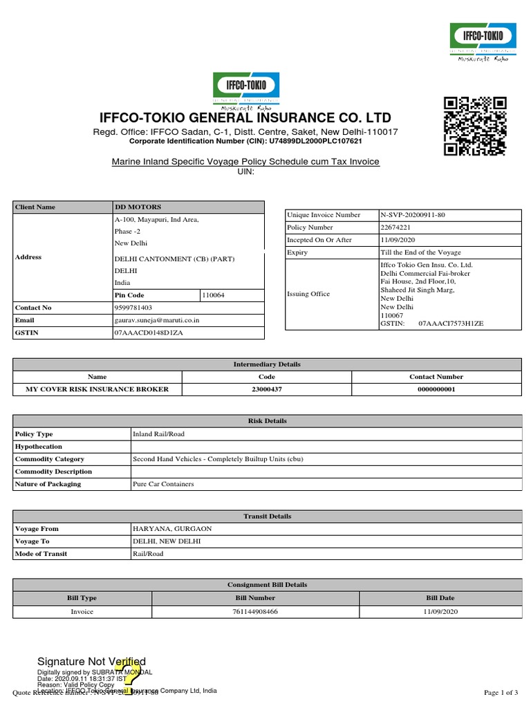 Iffco-Tokio General Insurance Co. LTD: Regd. Office: IFFCO Sadan, C-1 ...