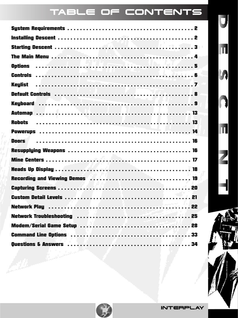 Descent Manual | PDF | Computer Keyboard | Menu (Computing)