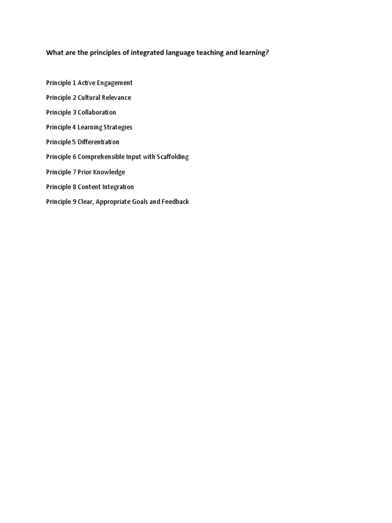 What Are The Principles of Integrated Language Teaching and Learning | PDF