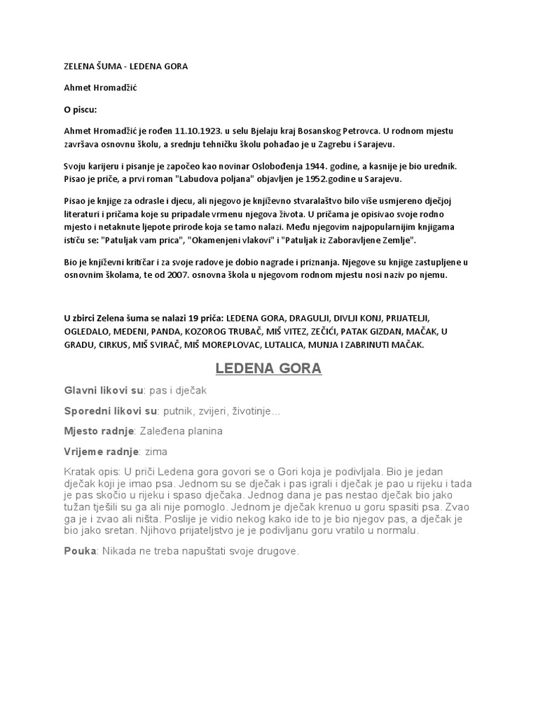 ZELENA ŠUMA - Ledena Gora | PDF