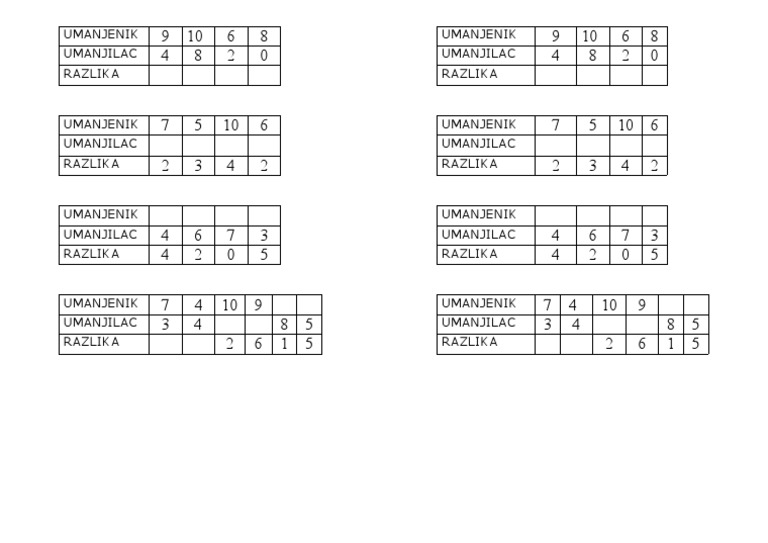 UMANJENIK Umanjitelj Razlika | PDF