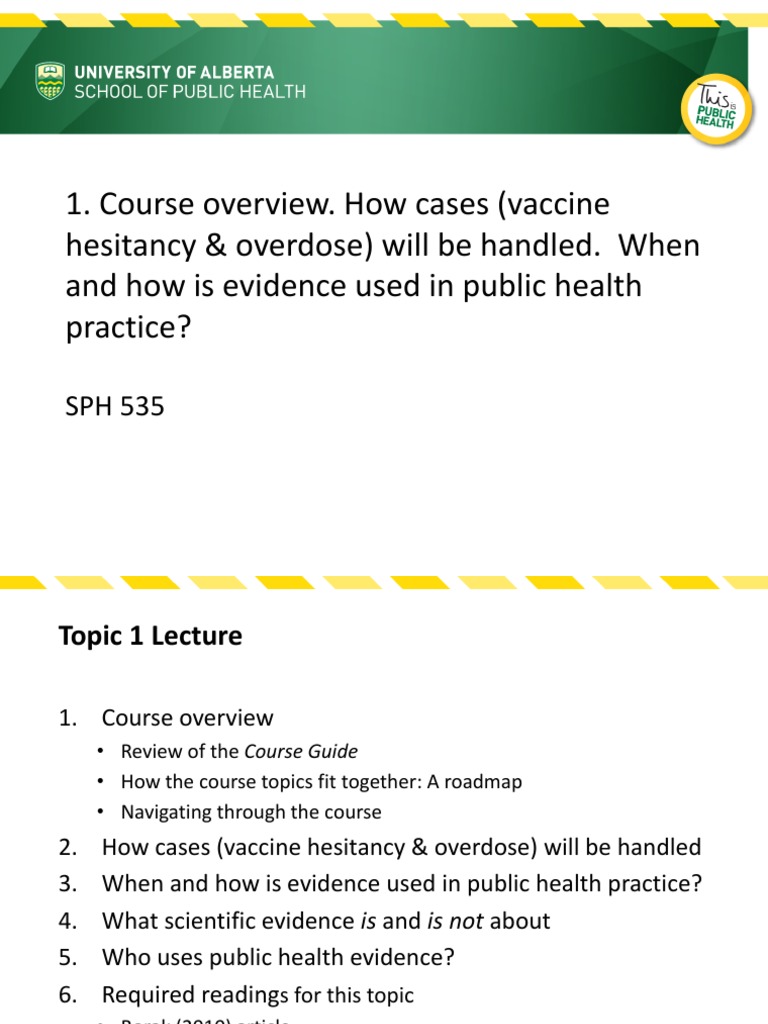01 Course Overview - When and How Is Evidence Used in Public Health ...