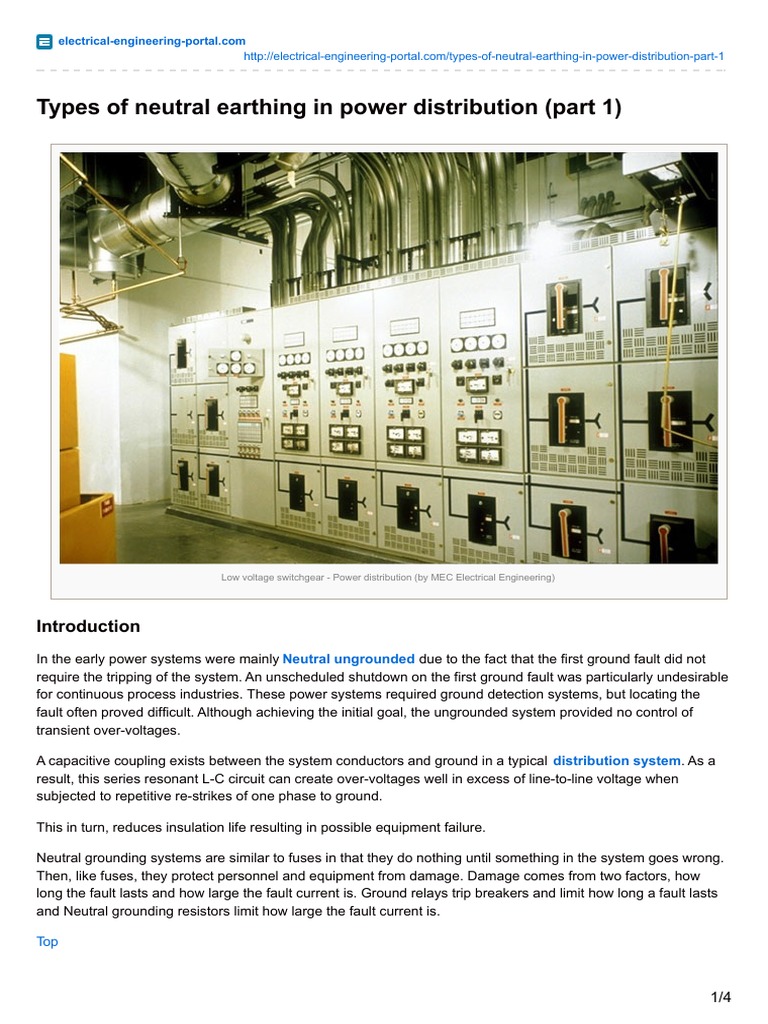 Types of Neutral Earthing in Power Distribution Part 1 | PDF | Electric ...