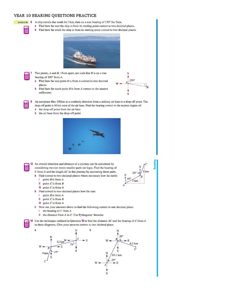 Year 10 Bearing Questions Practice | PDF
