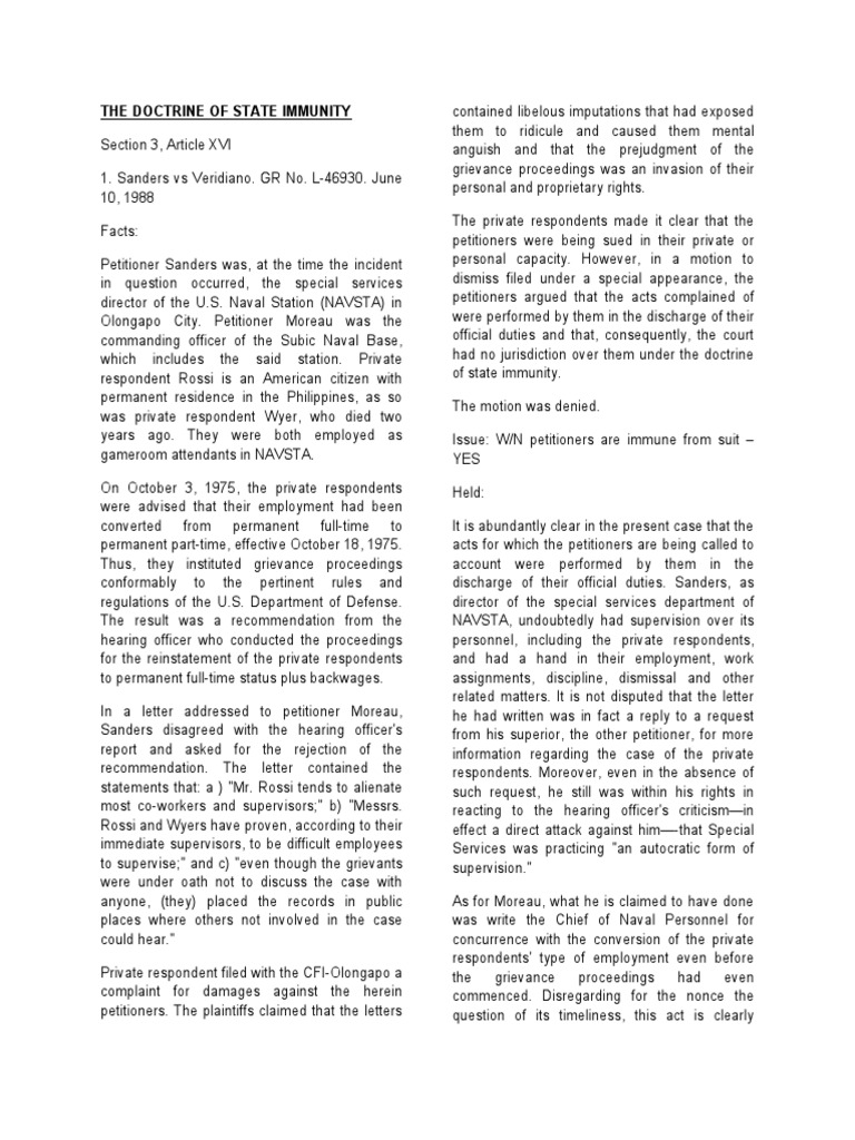 The Doctrine of State Immunity | PDF | Lawsuit | Government