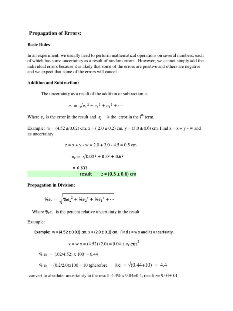 (#9) Propagation of Errors PDF | PDF | Logarithm | Mathematical Analysis