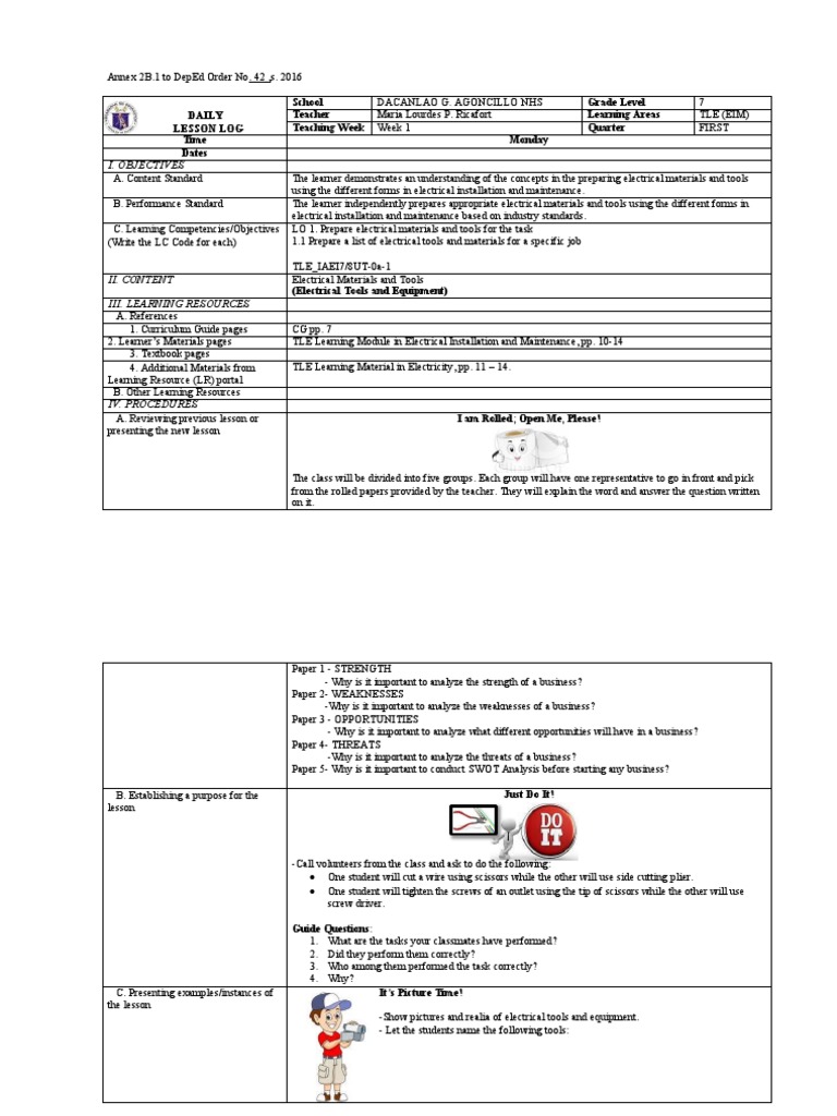 EIM Tools Preparation Lesson Plan | PDF | Learning | Teachers
