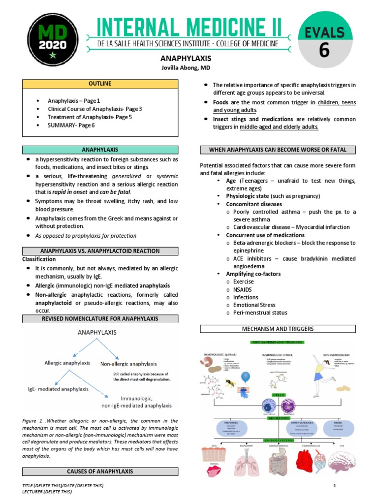 Internal Medicine 0604B ANAPHYLAXIS | PDF | Allergy | Epidemiology