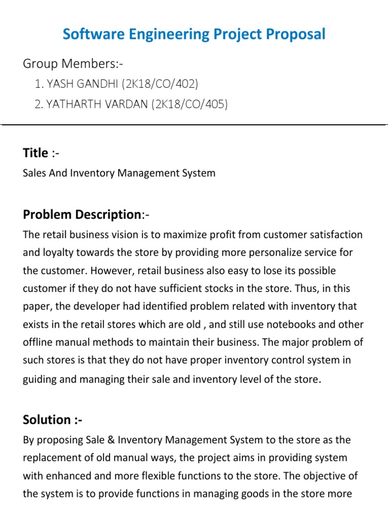 Software Engineering Project Proposal PDF | PDF