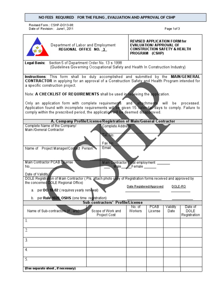 CSHP COMPREHENSIVE Application Form | PDF | Unemployment Benefits ...
