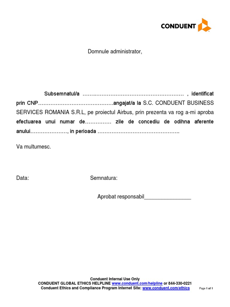 Cerere Concediu Odihna | PDF